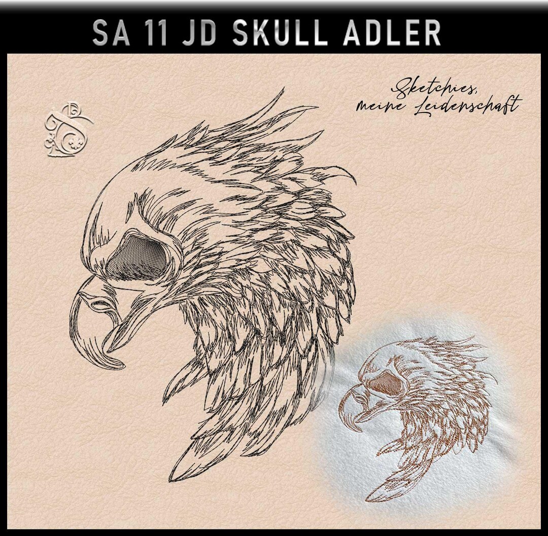 Embroidery File -SA 11 JD Skull Eagle - Etsy