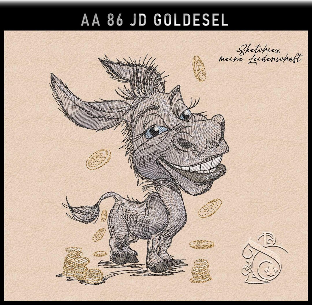 Embroidery File -JD Gold Donkey -no. AA 86 - Etsy