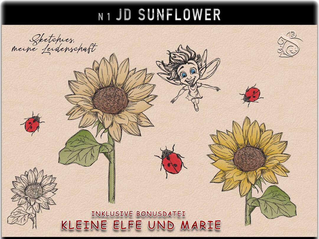 Embroidery File -JD Sunflower- N 1 Sketchies My Passion - Etsy