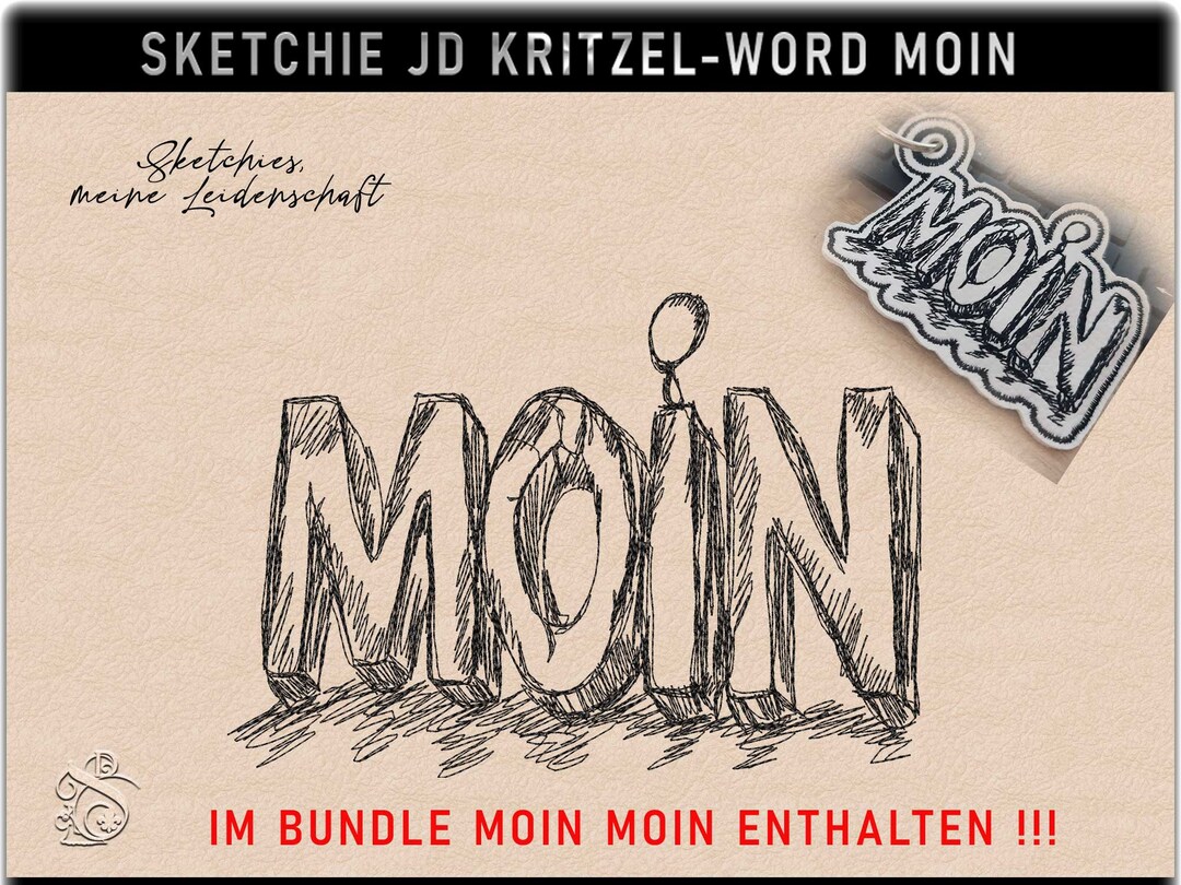 Embroidery File JD Words MOIN --- Sketchies My Passion MA4 - Etsy