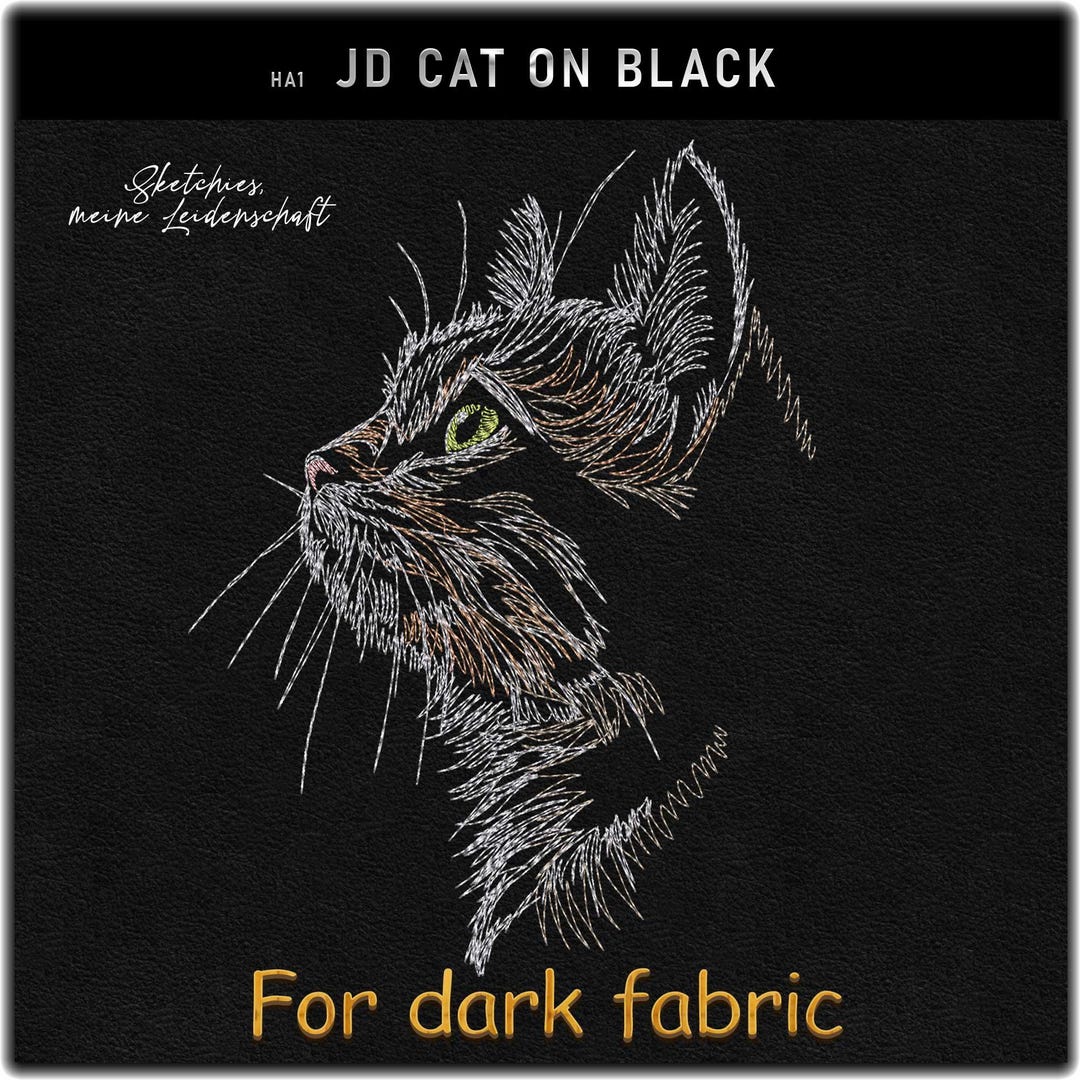 Embroidery File JD Cat on Black HA 1 - Etsy