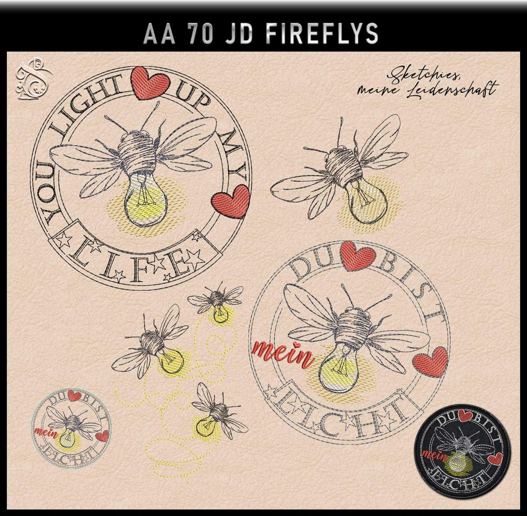 Stickdatei -JD Fireflys -No.70 AA Sketchies meine Leidenschaft - Etsy.de
