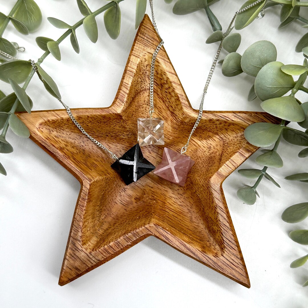 Three Piece Merkaba Pendulum Gift Set Including Rose Quartz, Clear ...