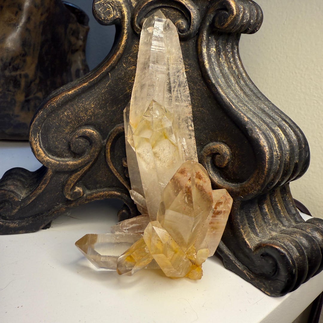 Pink Samadhi Quartz Large Cluster With Double Terminated Elestial Point ...