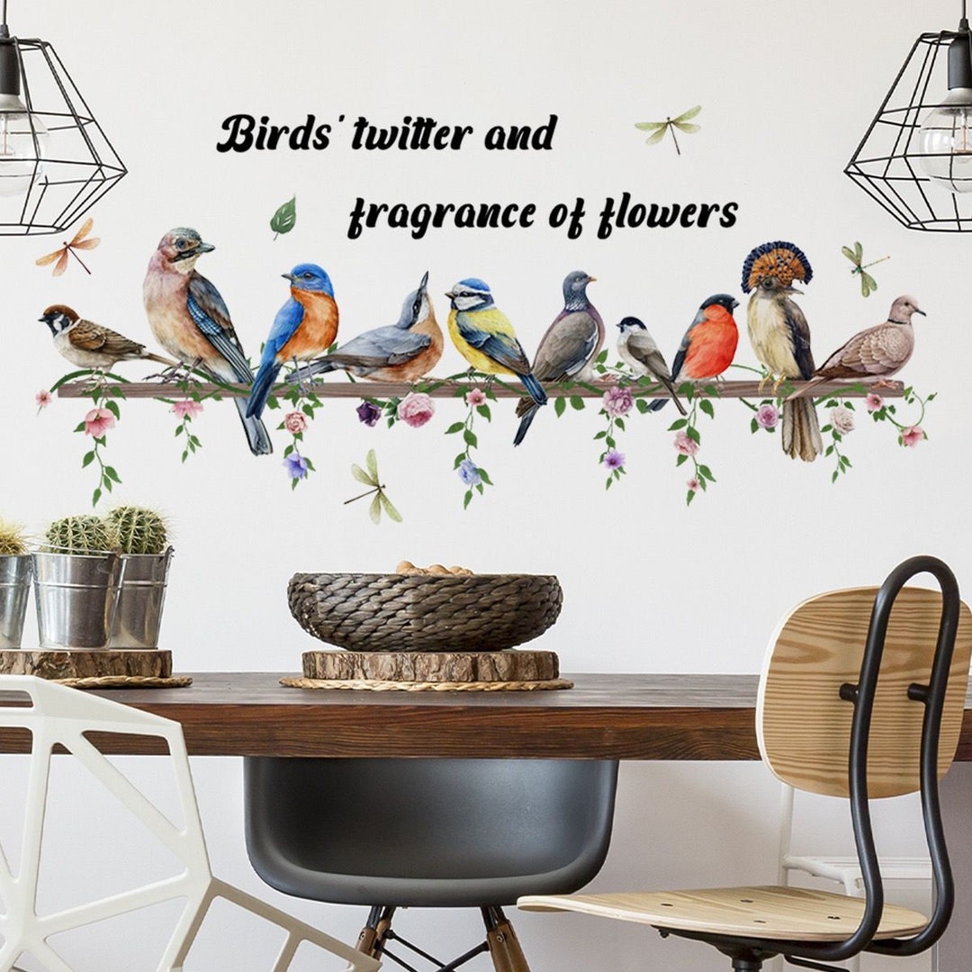 Branch Decals Plant Shelf Bird Decal Animal Bird Wall Decals - Etsy