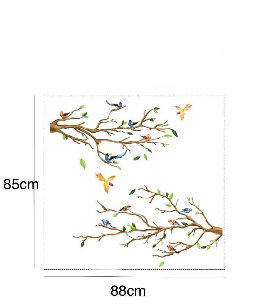 Branch Decals Plant Branches and Bird Wall Stickers Animal Bird Wall ...
