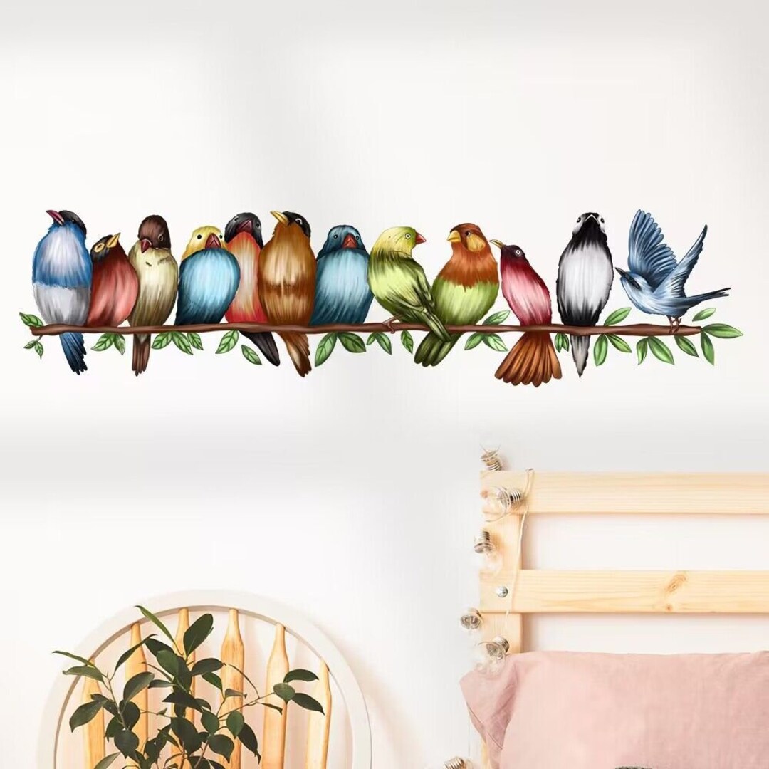 Branch Decals Plant Shelf Bird Decal Animal Bird Wall Decals - Etsy