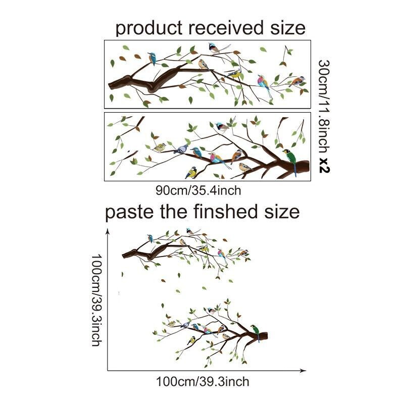 Branch Decals Plant Branches and Bird Wall Stickers Animal Bird Wall ...