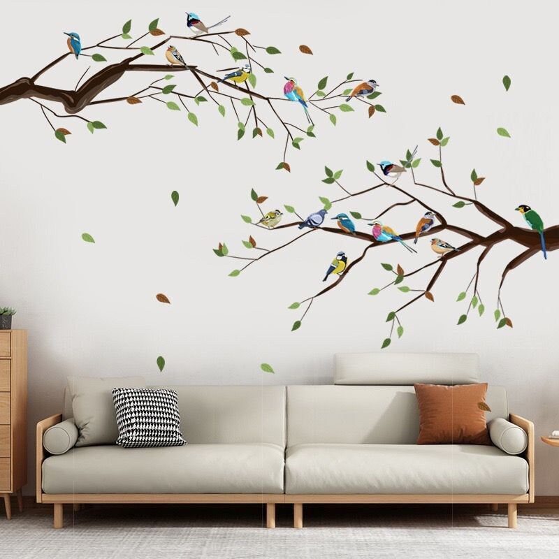 Branch Decals Plant Branches and Bird Wall Stickers Animal Bird Wall ...