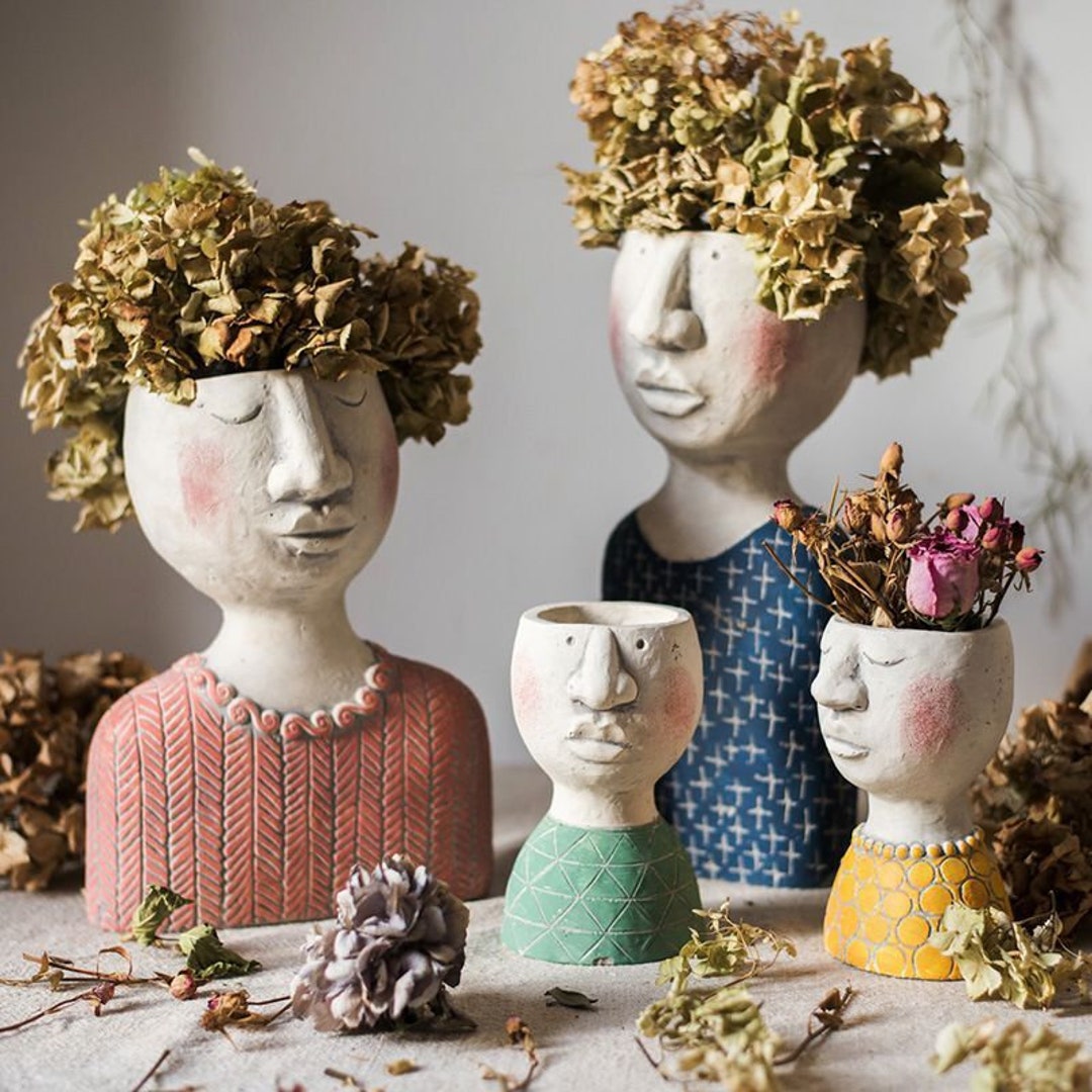 Ceramic Vase Face Vase Human Portraits Family Planters Woman - Etsy