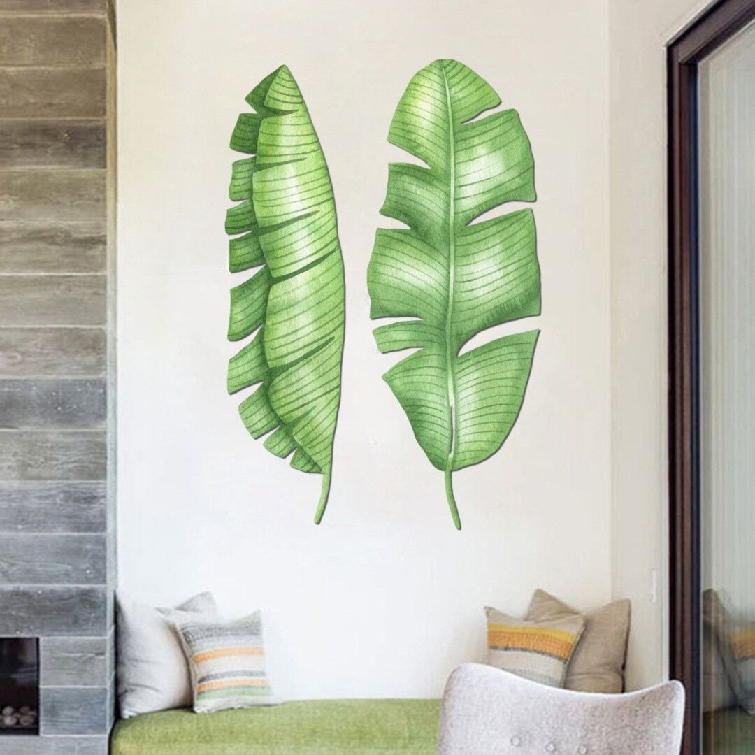 Banana Leaf Sticker Plant Leaf Wall Sticker Green Big Leaf Plant ...
