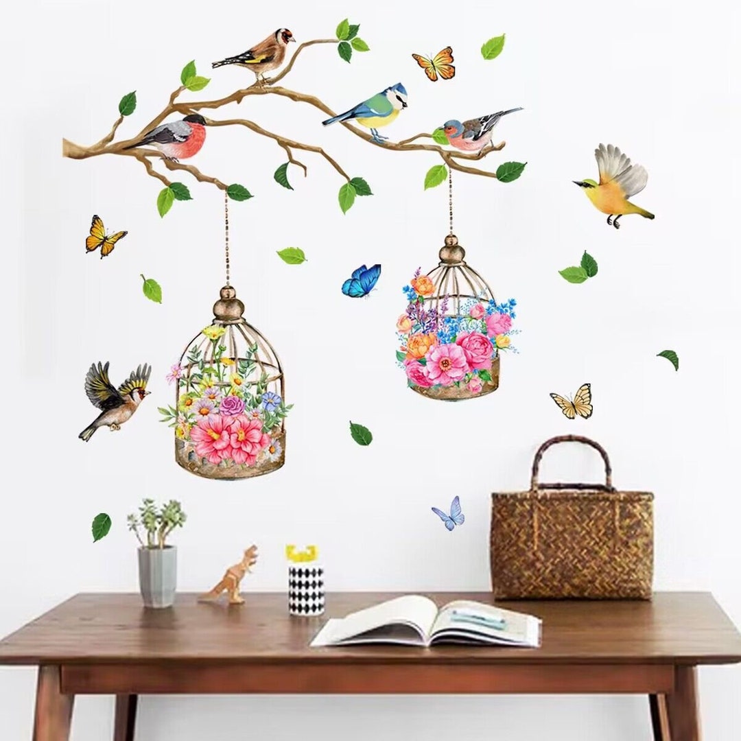 Branch Decals Plant Branches and Bird Wall Stickers Animal Bird Wall ...