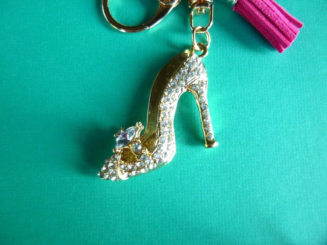 Rhinestone Shoe Keychain: Personalized Initial Tassel - K340 - Etsy