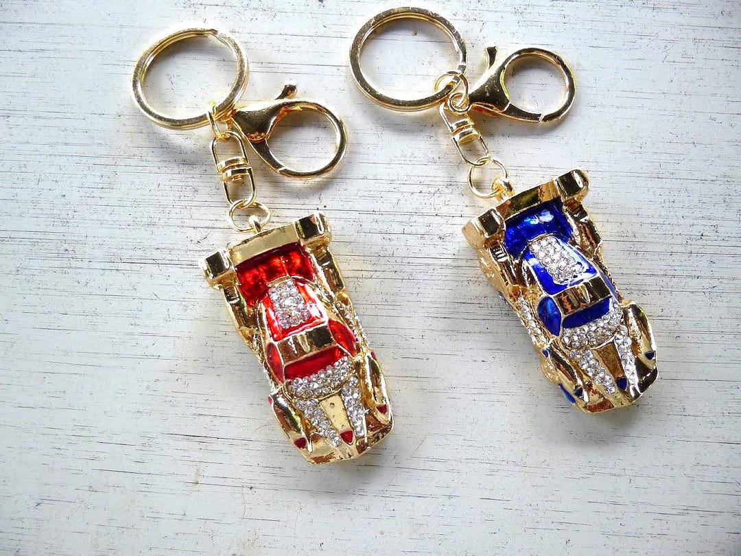 Personalized Rhinestone Race Car Keychain: Sports Fan Gift, K311 - Etsy