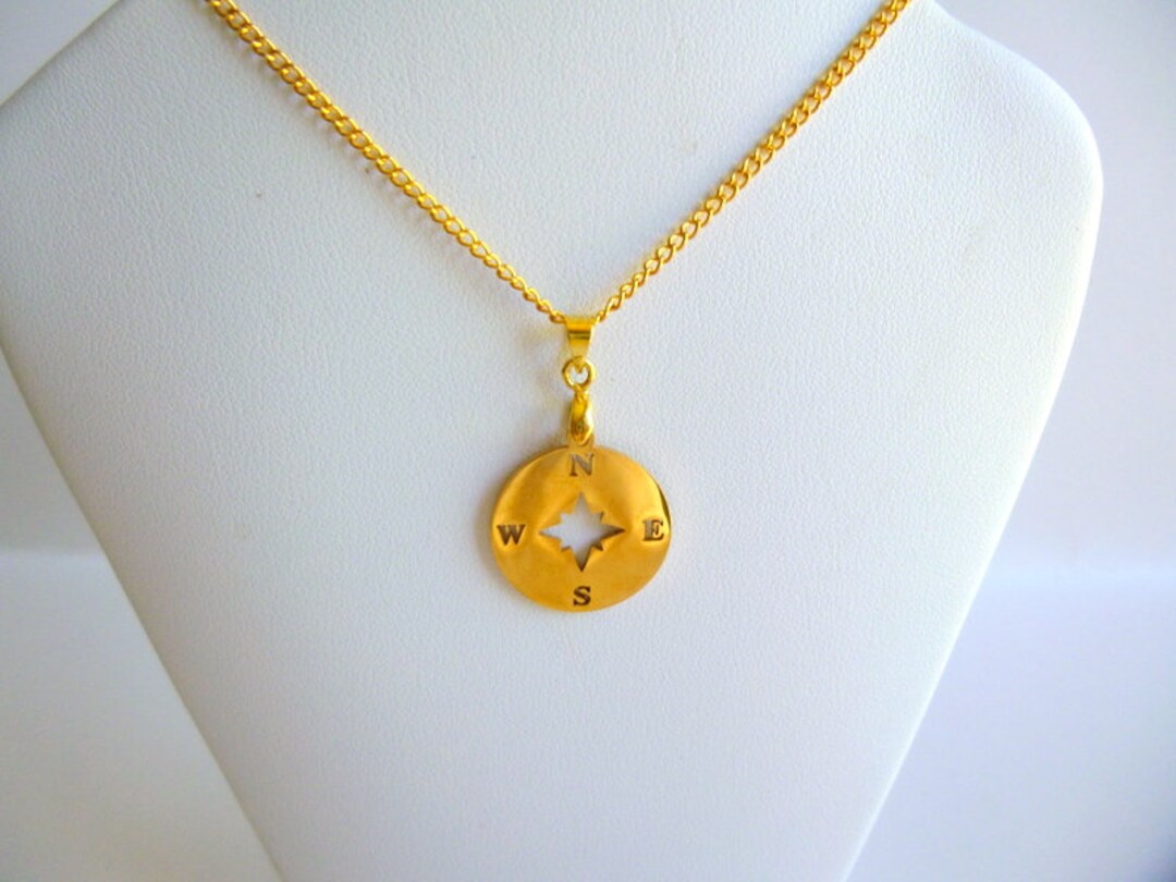 Golden Compass Necklace: Stainless Steel Laser Cut Pendant, N300 - Etsy