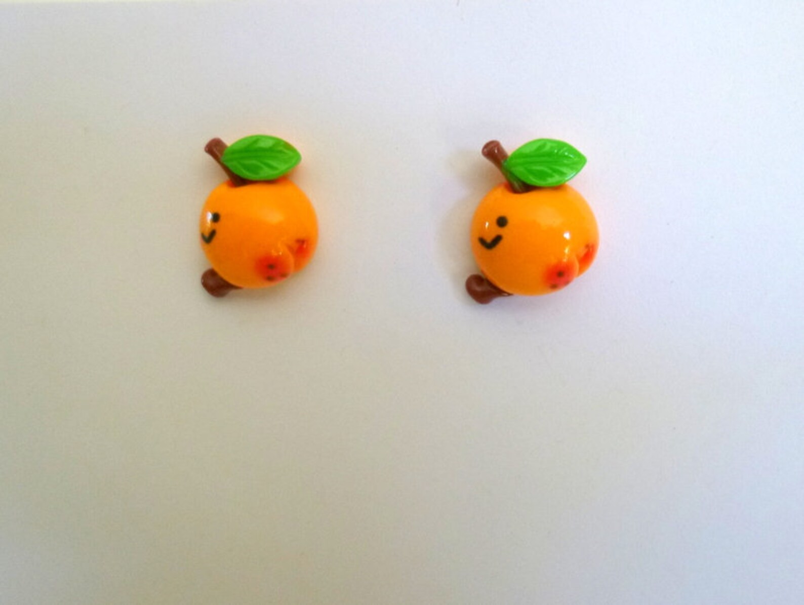 Orange Shape Stud Earrings Little Running Orange Post - Etsy