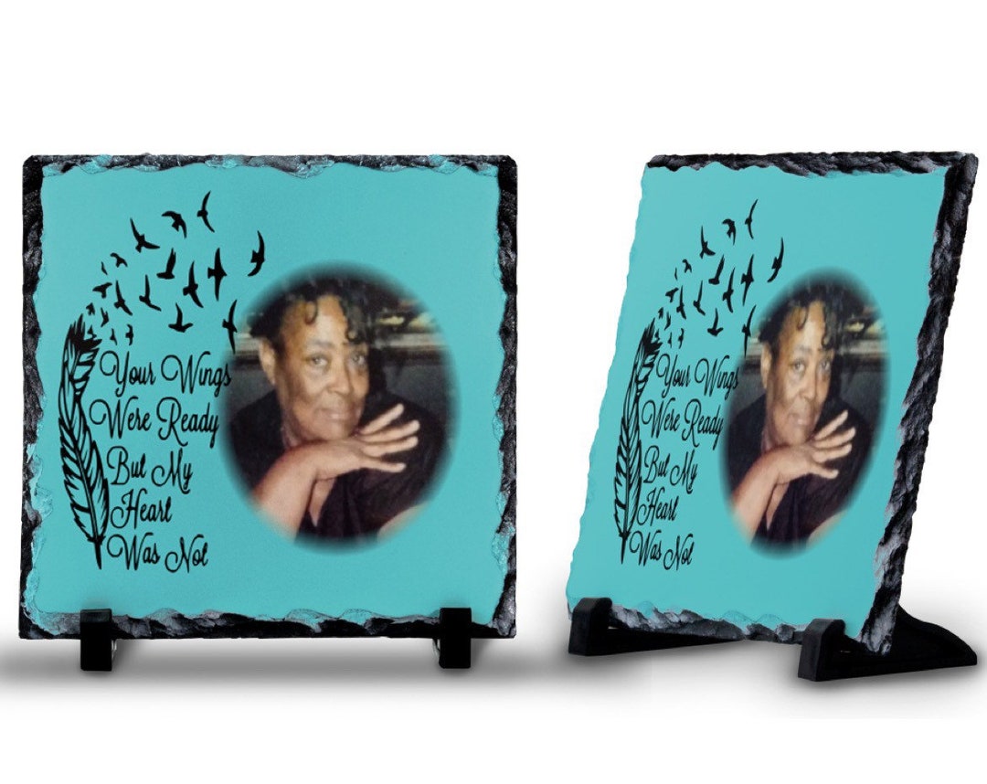 In Loving Memory, Photo Slate, Photo Memorial Plaque, Your Wings Were ...