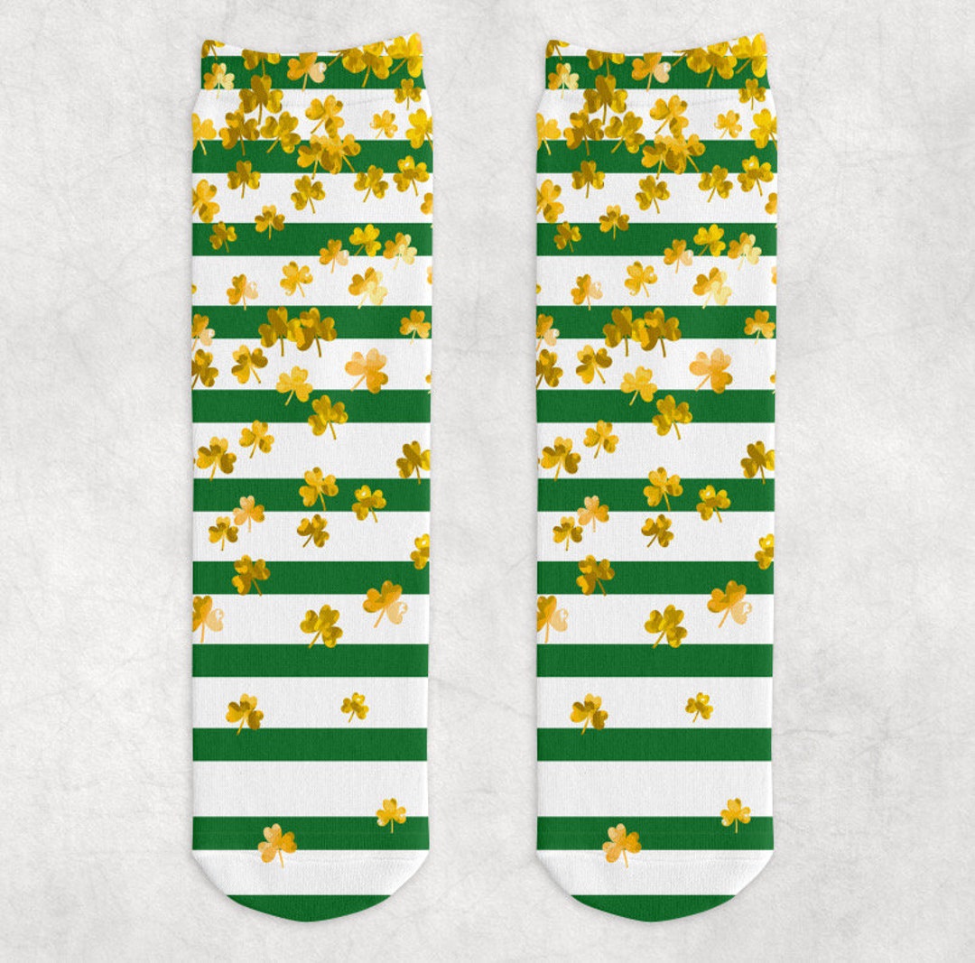 Shamrock Socks, St Patricks Day Socks, Green Stripe Socks, St Patty ...