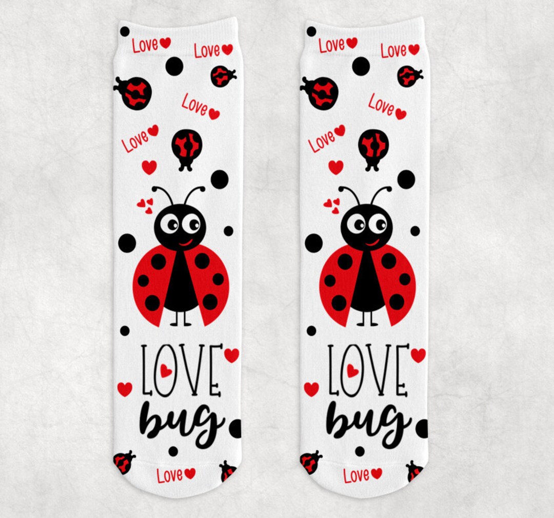 Love Bug Sock, Ladybug Socks, Valentine Socks, Love Bug, Cute Socks for ...