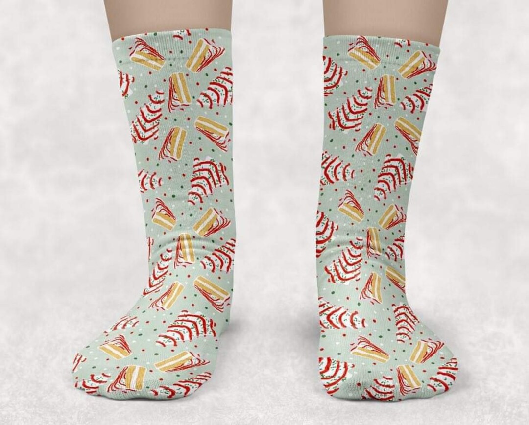 Christmas Cakes Socks, Toddler Socks, Christmas Tree Snack Cake Socks ...