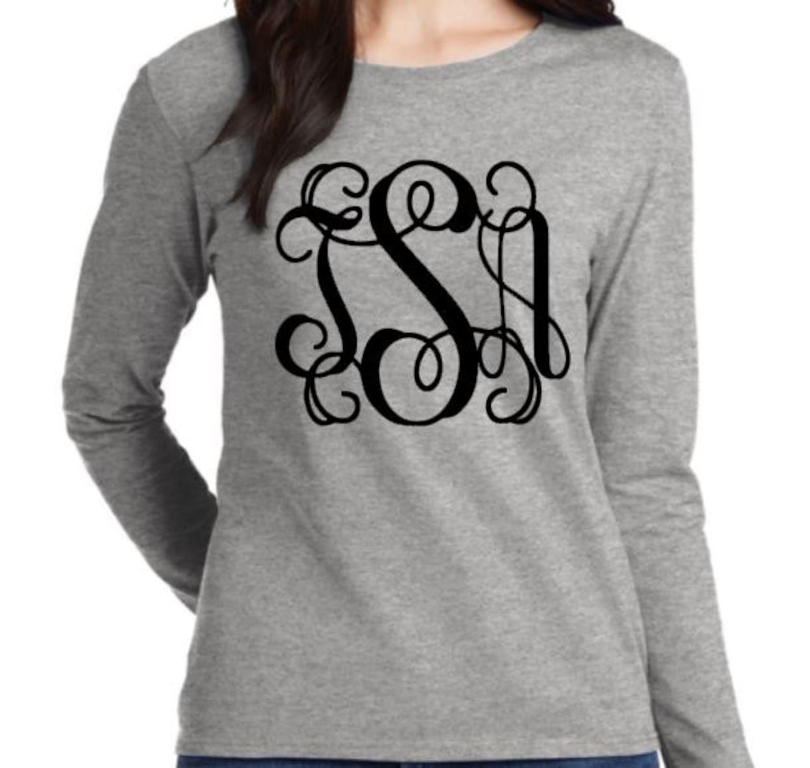 Monogrammed Long Sleeve Shirt Monogrammed Shirt Monogrammed | Etsy