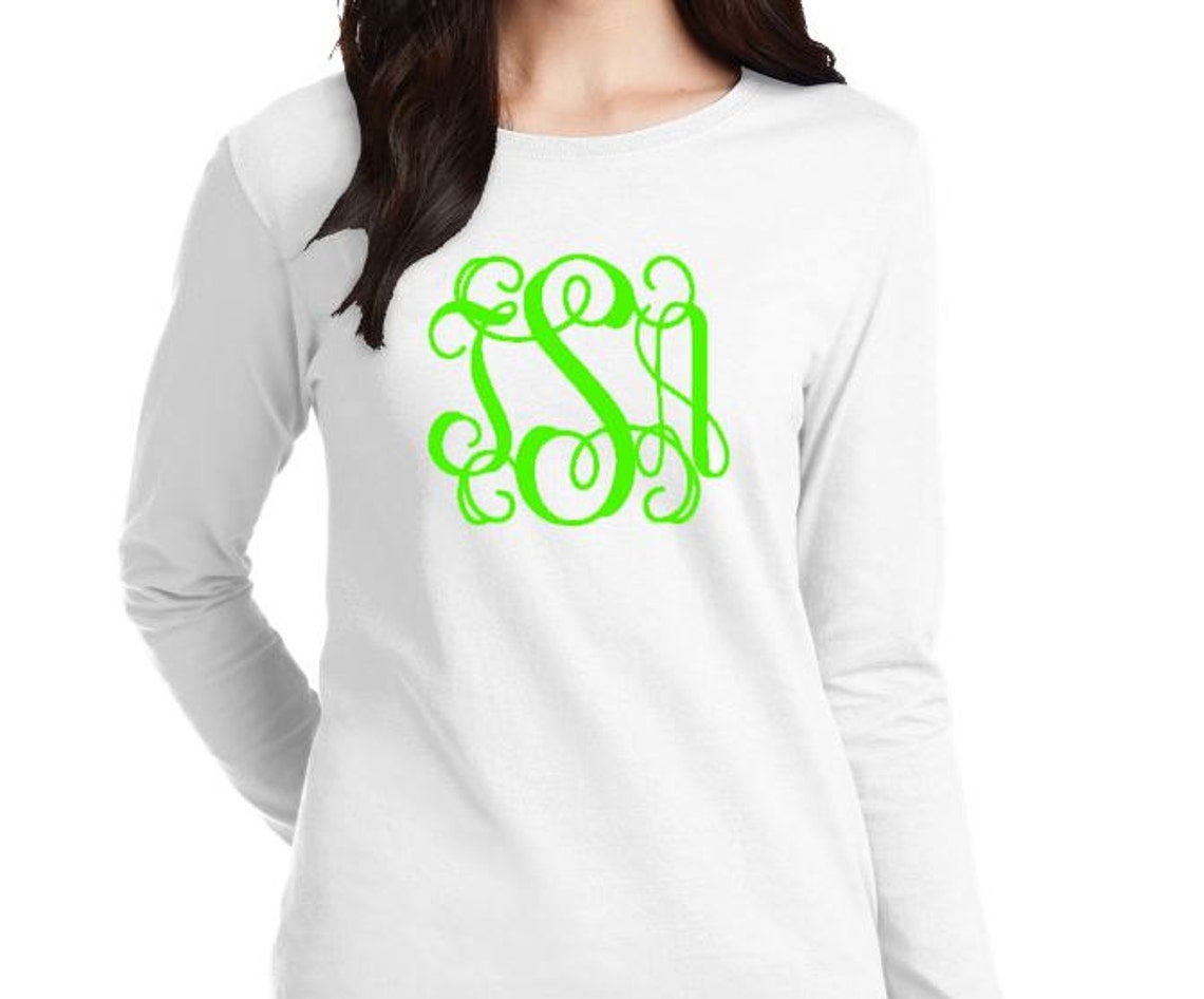 Monogrammed Long Sleeve Shirt Monogrammed Shirt Monogrammed | Etsy