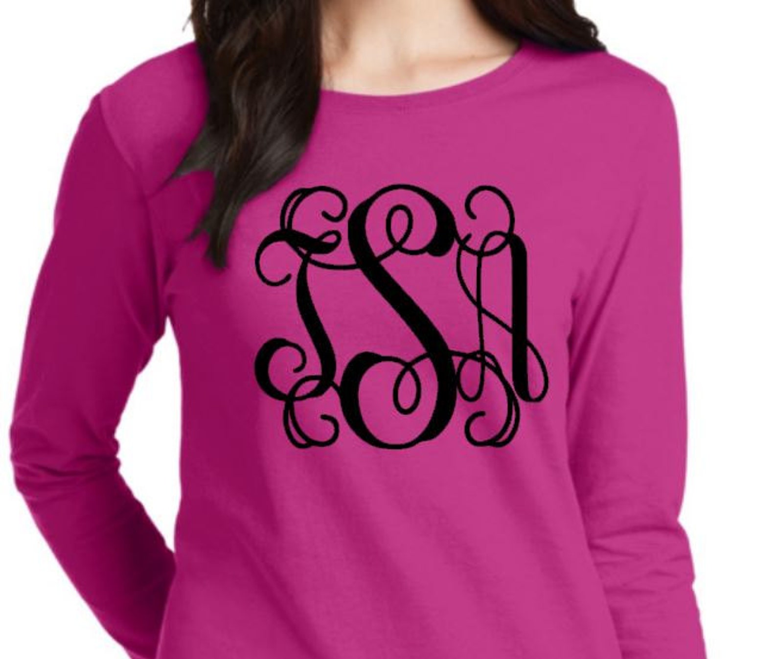 Monogrammed Long Sleeve Shirt Monogrammed Shirt Monogrammed - Etsy