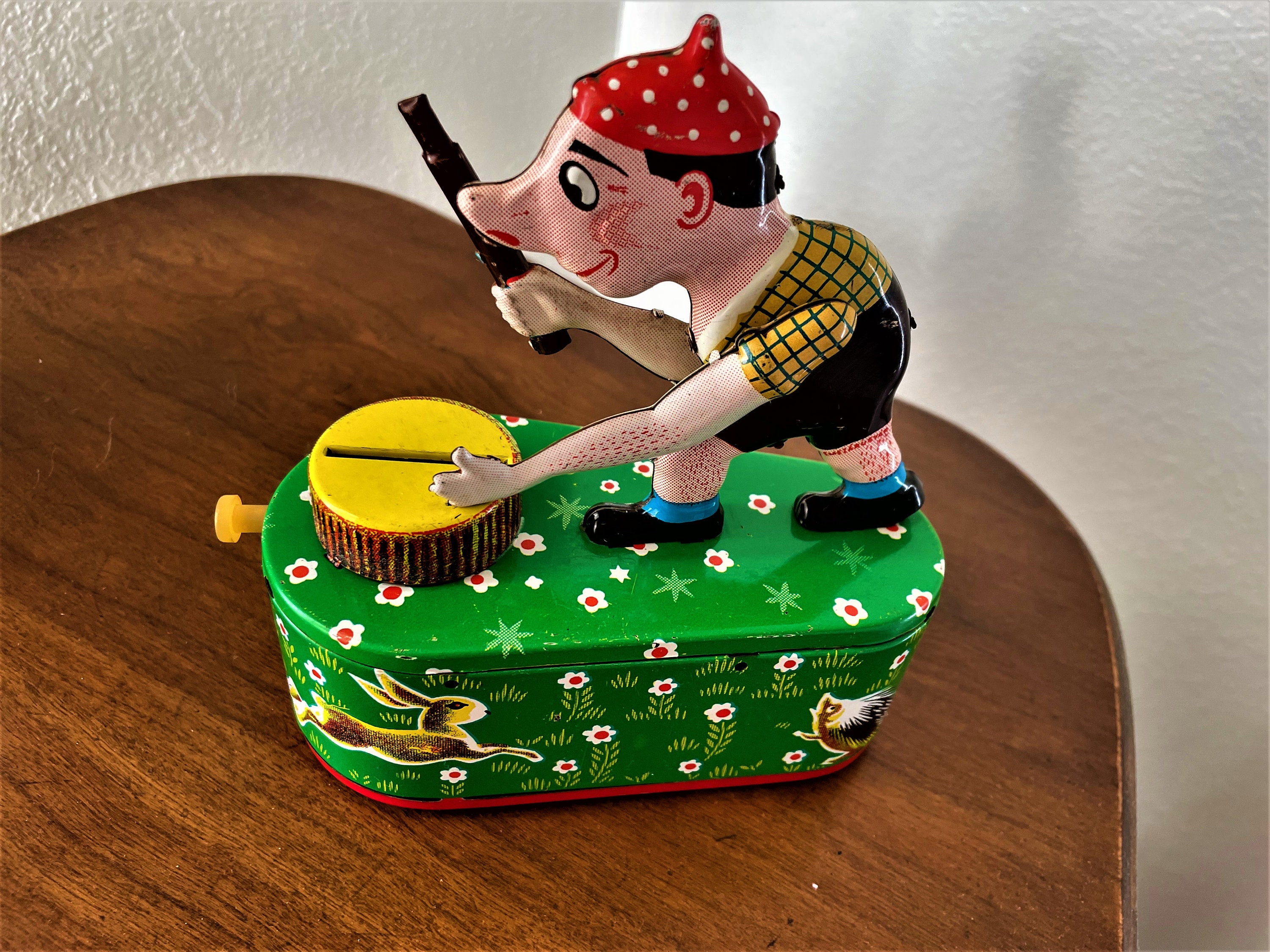 Vintage Mechanical Tin Coin Bank Lumberjack Woodcutter Free Shipping - Etsy