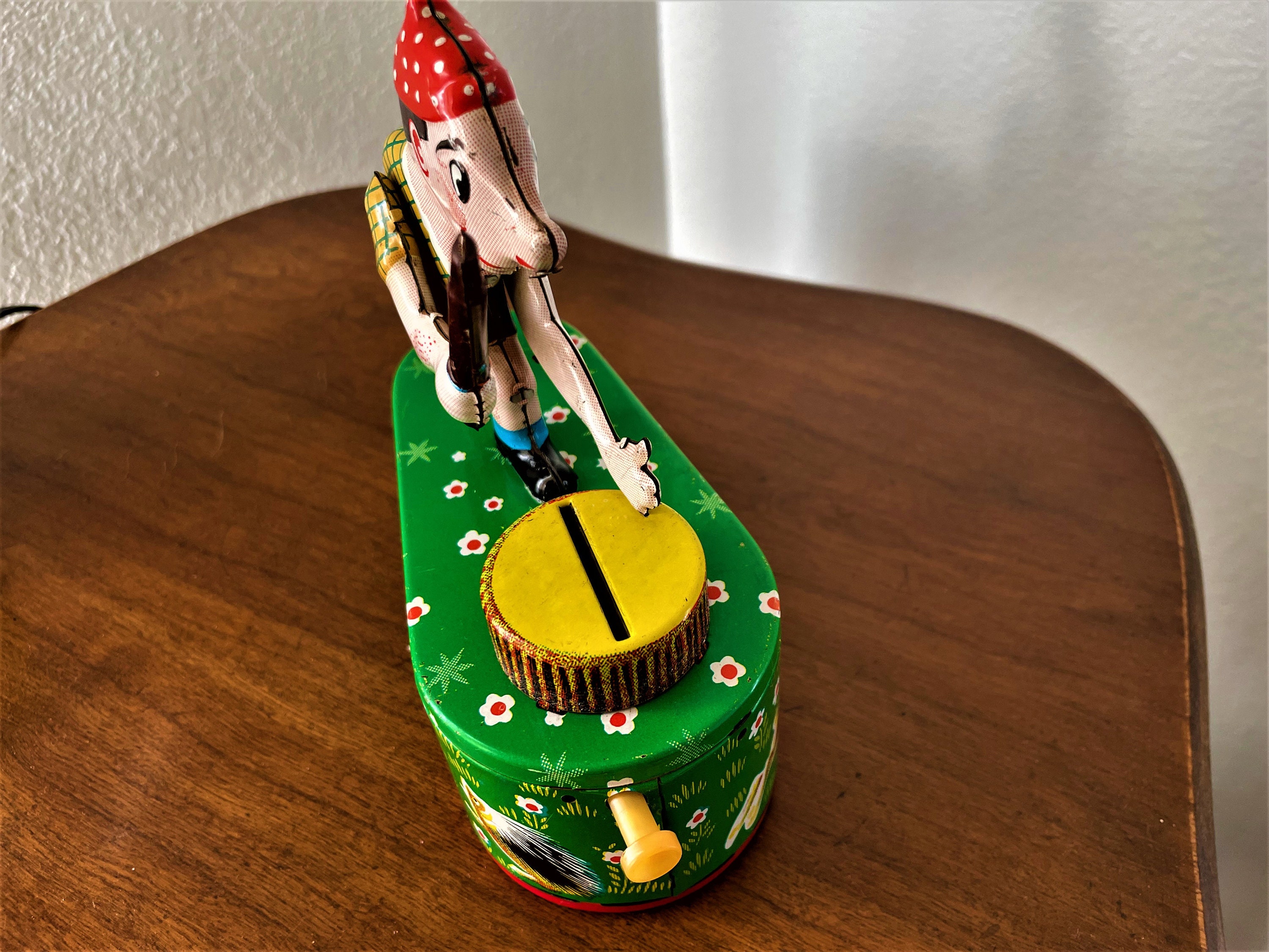 Vintage Mechanical Tin Coin Bank Lumberjack Woodcutter Free Shipping - Etsy