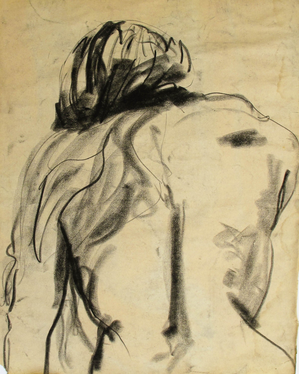 Expressive Figure Drawing, Charcoal Sketch, Gesture, Woman's Back ... Expressive Figure Drawing, Charcoal Sketch, Gesture, Woman's Back ...