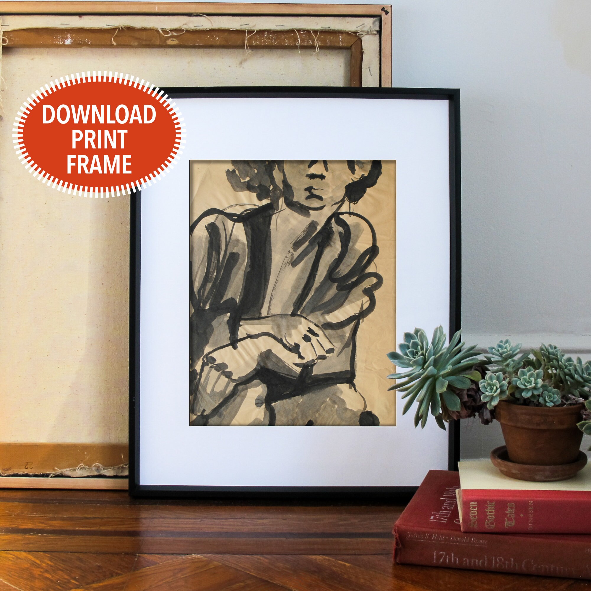 Printable Wall Art, Figure Drawing, Digital Download, Boho Decor ...