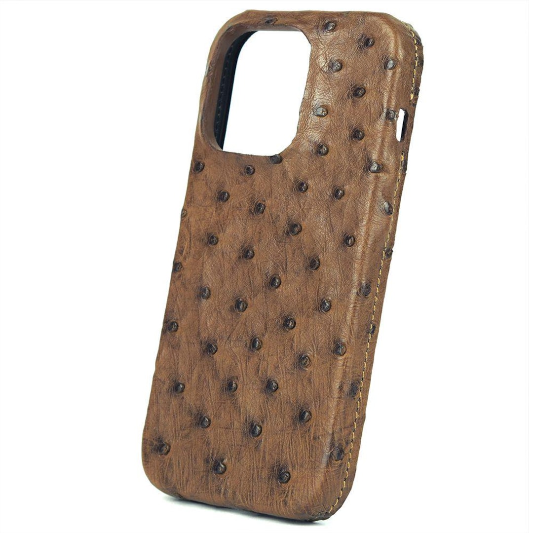Apple iPhone 17/16/15 Real Ostrich Luxury Leather Case - Style ...