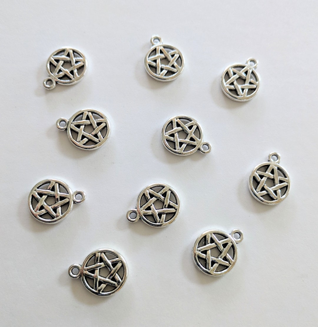 Antique Silver Color Pentacle Charms: Small Wicca Pagan Jewelry - Etsy