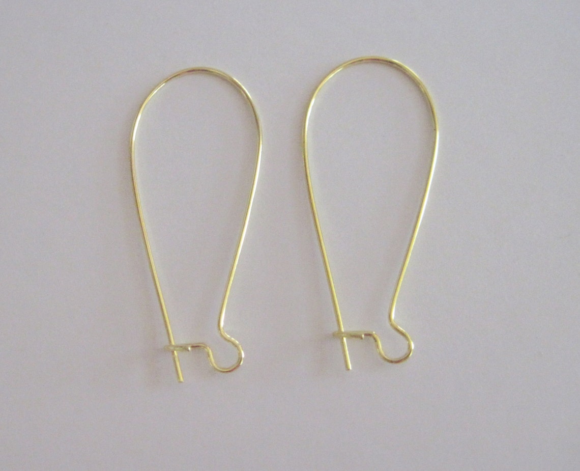 10 Pairs Long Gold Plated Kidney Ear Wires Long Earring Wires - Etsy