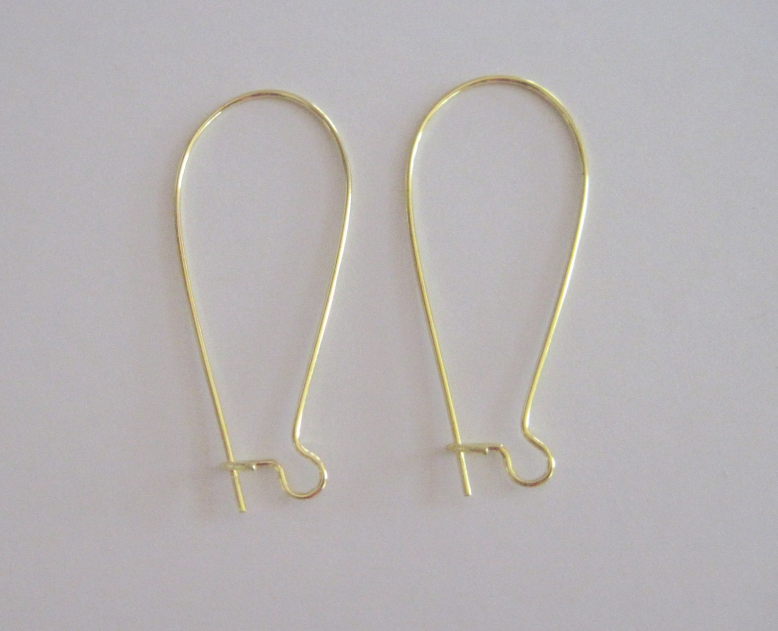 10 Pairs Long Gold Plated Kidney Ear Wires Long Earring Wires | Etsy
