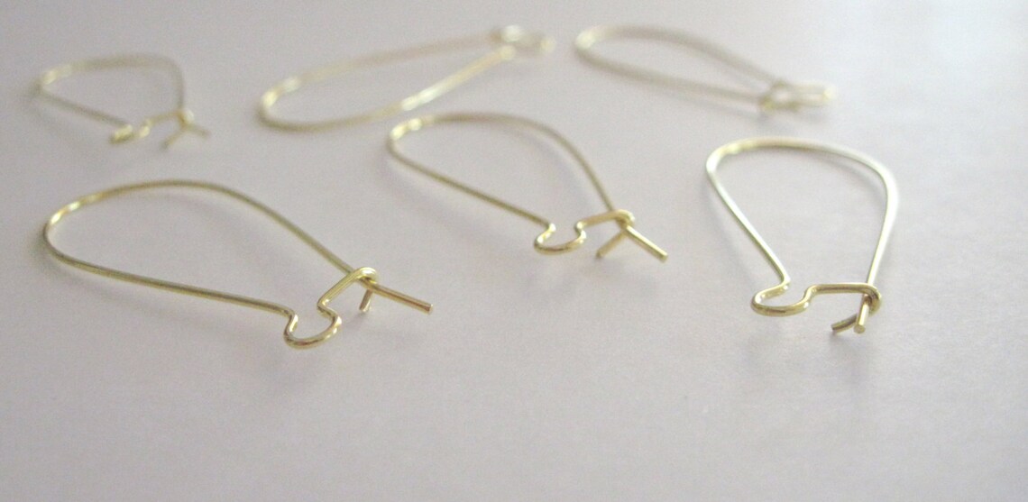 10 Pairs Long Gold Plated Kidney Ear Wires Long Earring Wires - Etsy