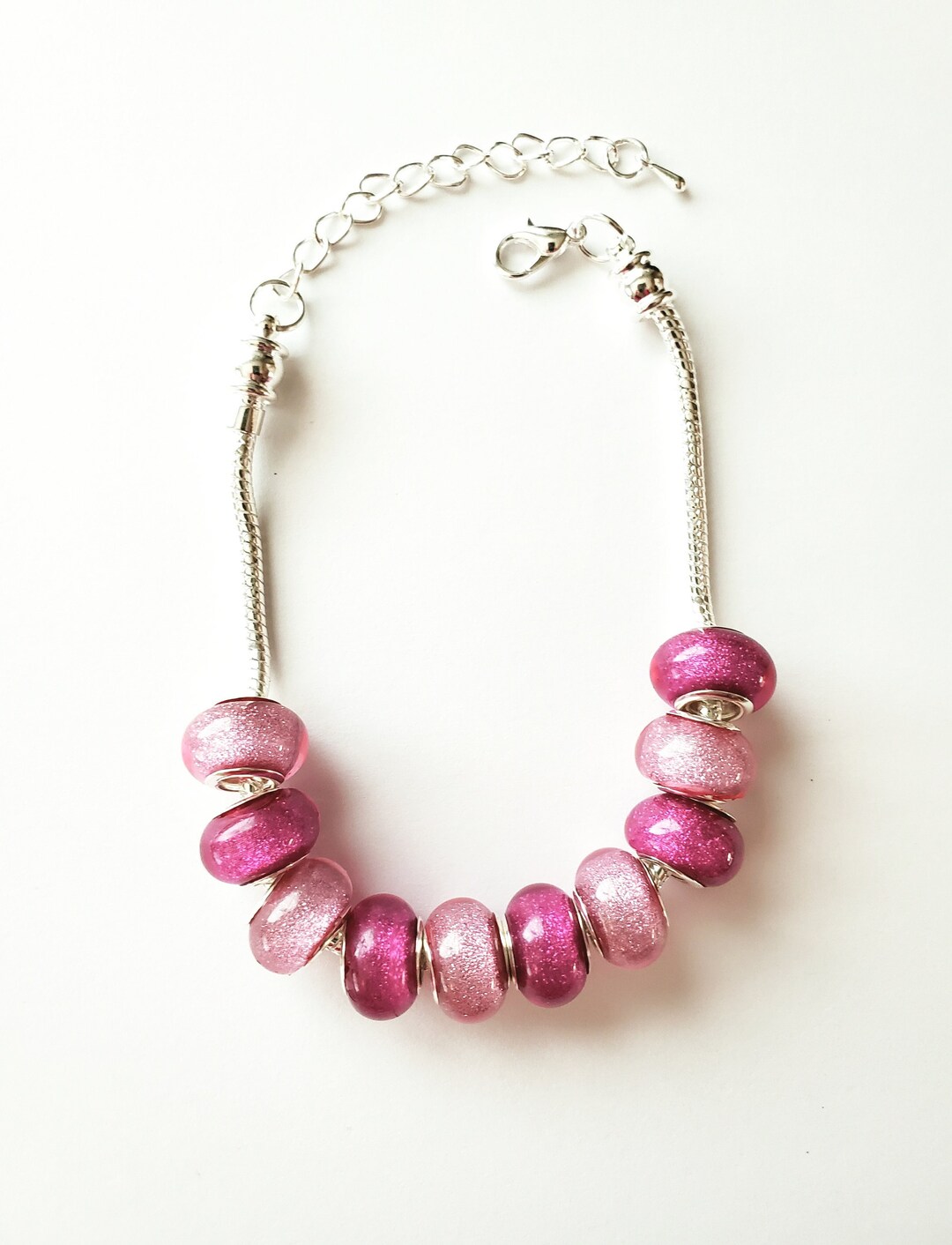 Light Pink Large Hole Glitter Beads in a Pack. Breast Cancer Awareness ...