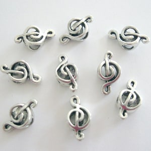 5 Treble Clef Big Hole Beads, Silver Color Big Beads, Large Hole Music ...
