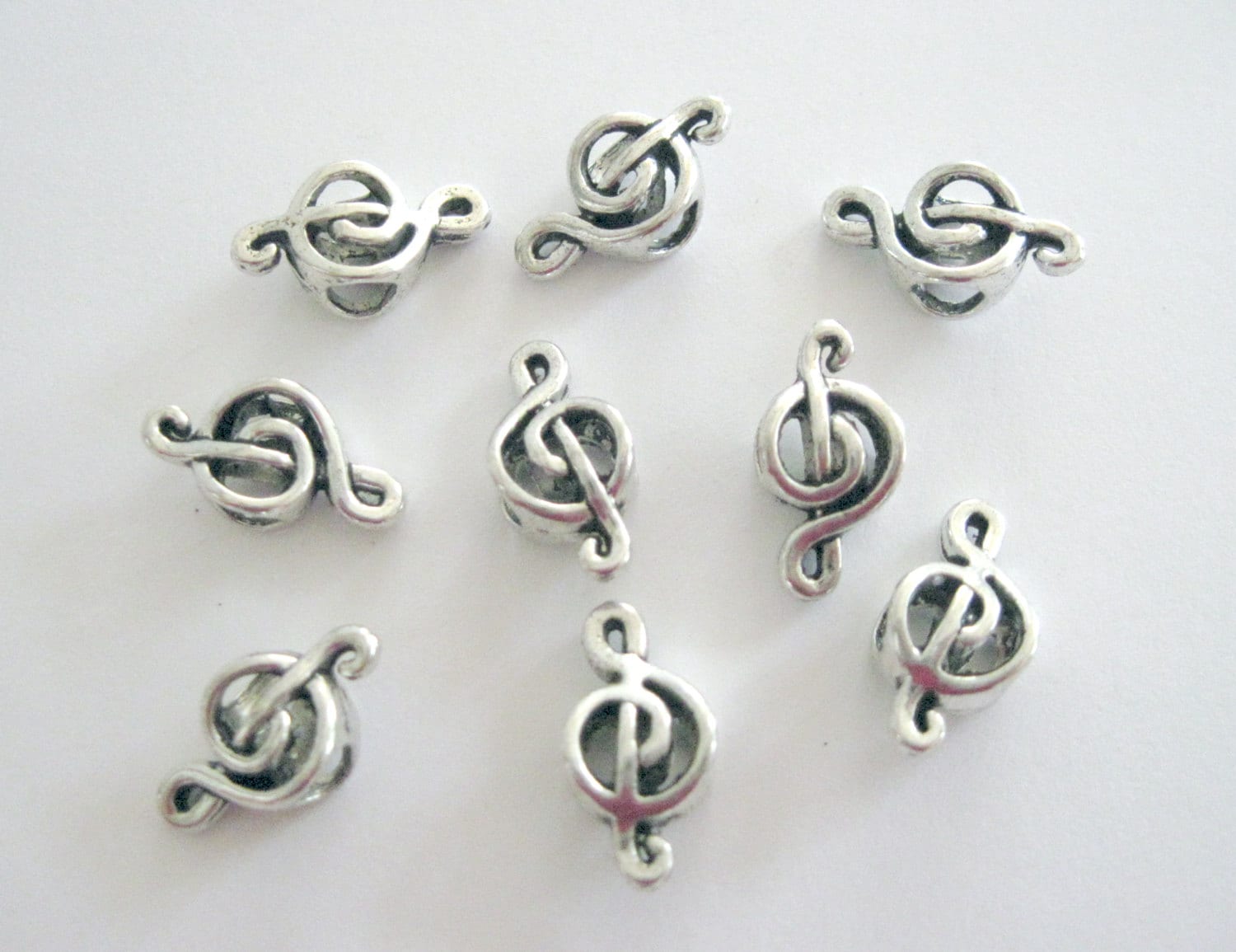 5 Treble Clef Big Hole Beads Silver Color Big Beads Large | Etsy