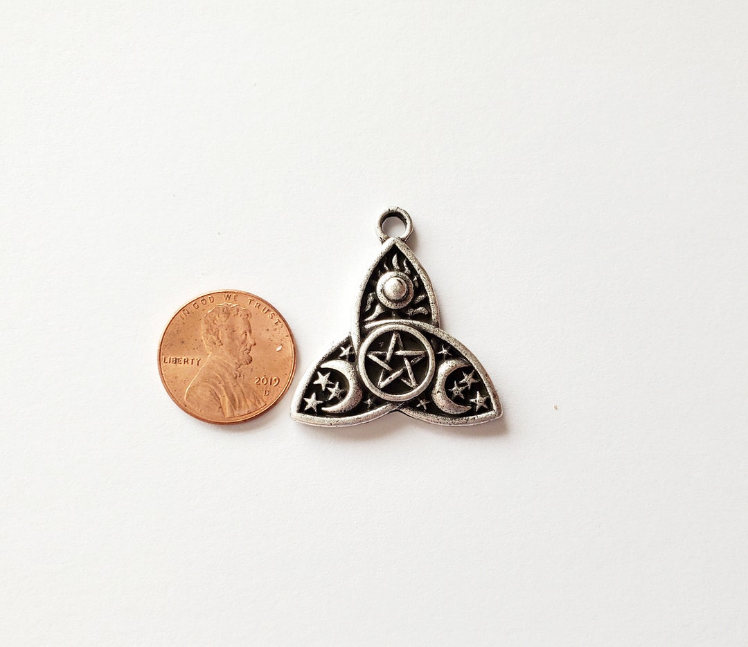 Triple Moon Goddess Pendant: Antique Silver Color Wiccan Jewelry - Etsy