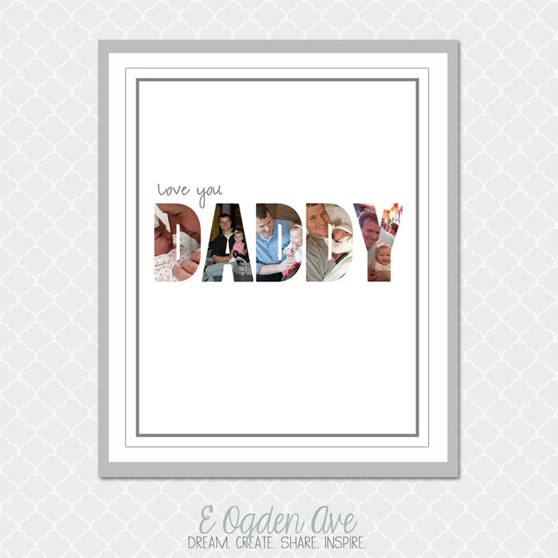 Love You DADDY Picture Word- 8x10 - Custom Digital Print Personalized ...