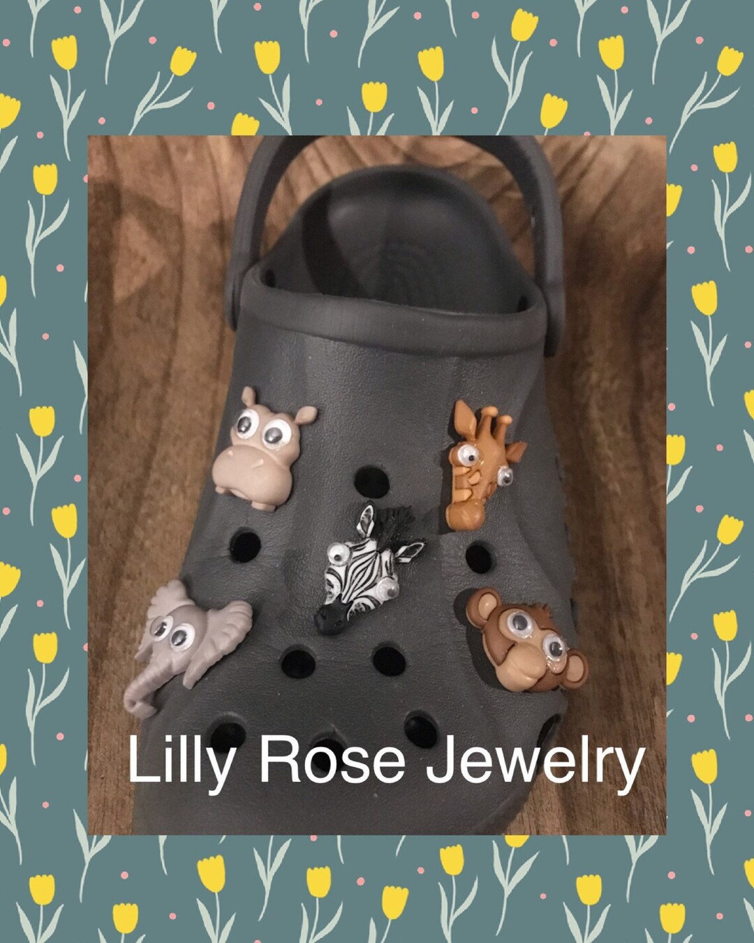 Set of 5 Googly Eyes Zoo Animal Shoe Charms Croc Charms Rubber Clog ...