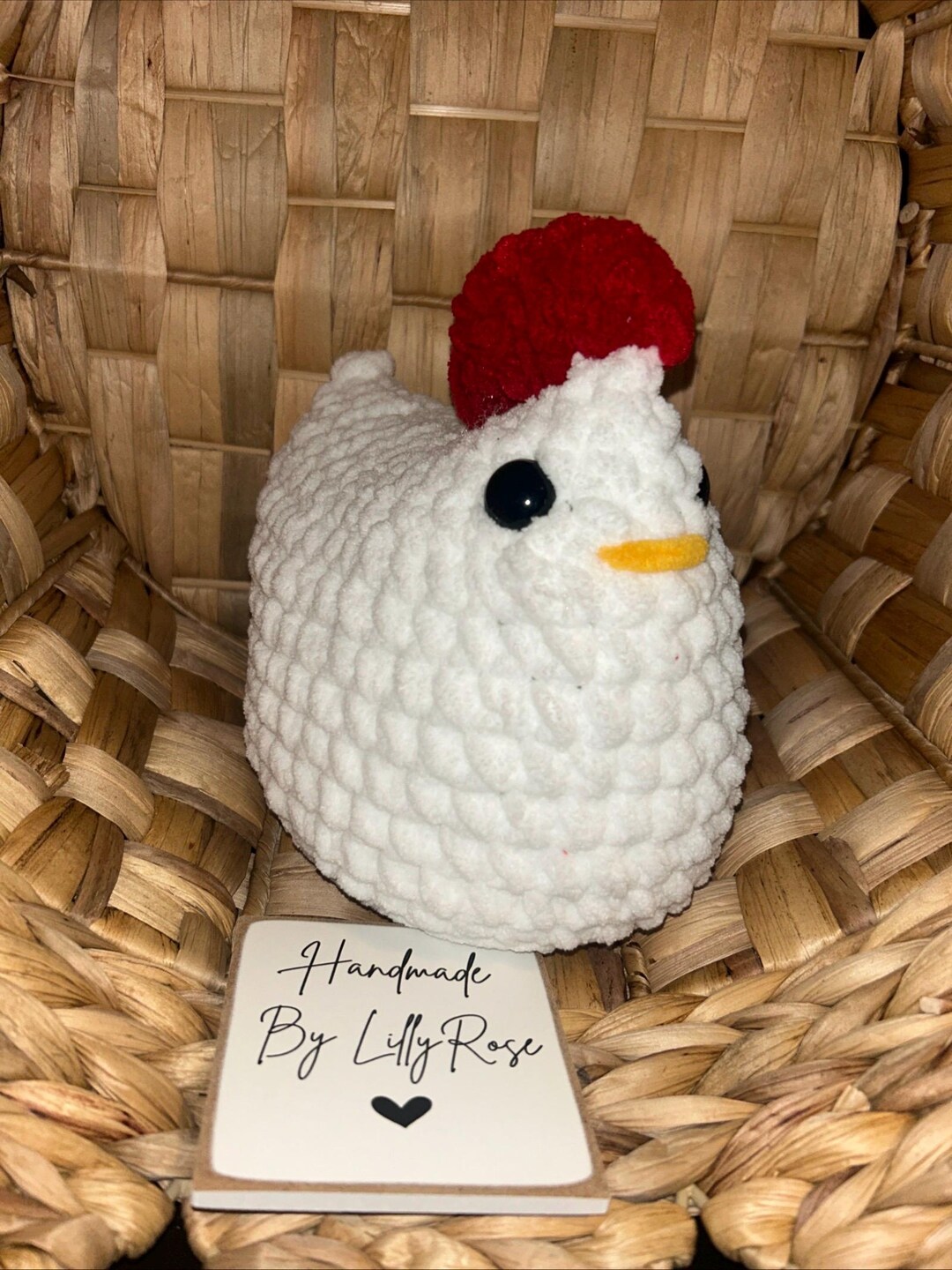 Handmade Crochet White Chicken Plush Ready to Ship 8x6 Inches Tall ...