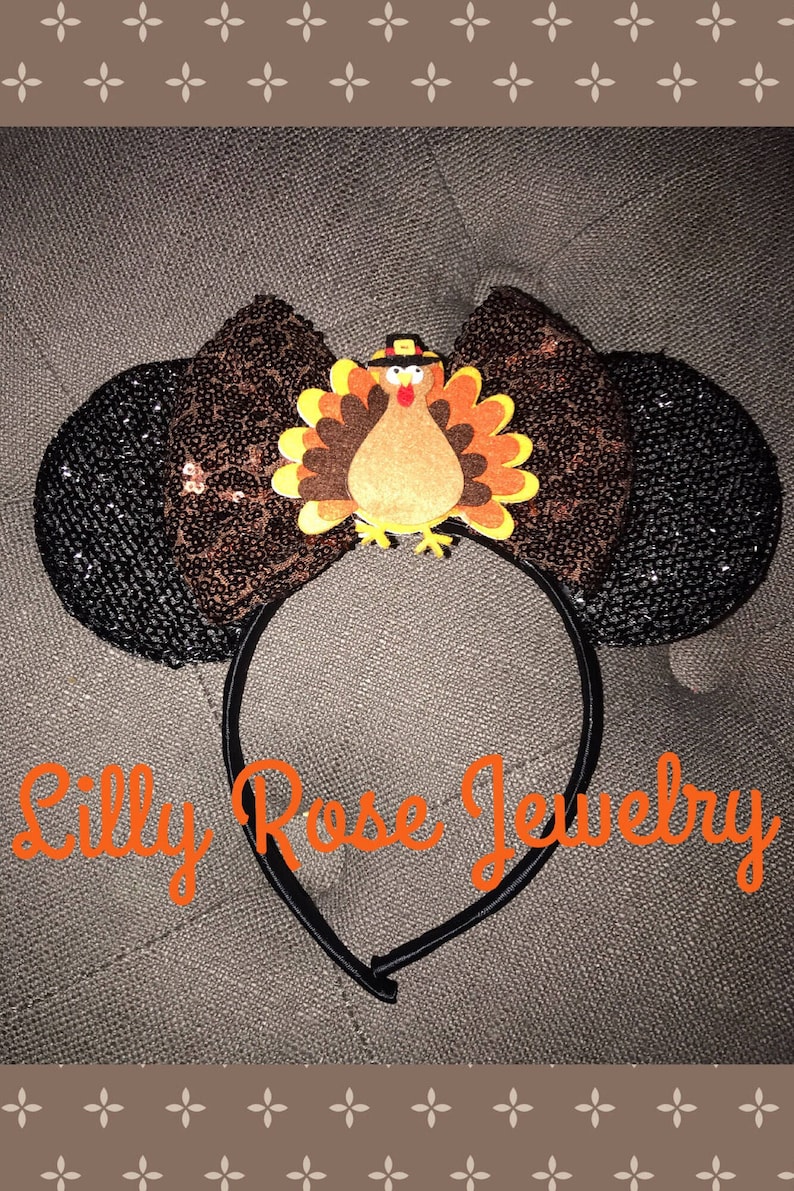 Mickey Mouse Ears Sparkly Thanksgiving Turkey Pilgrim Minnie - Etsy