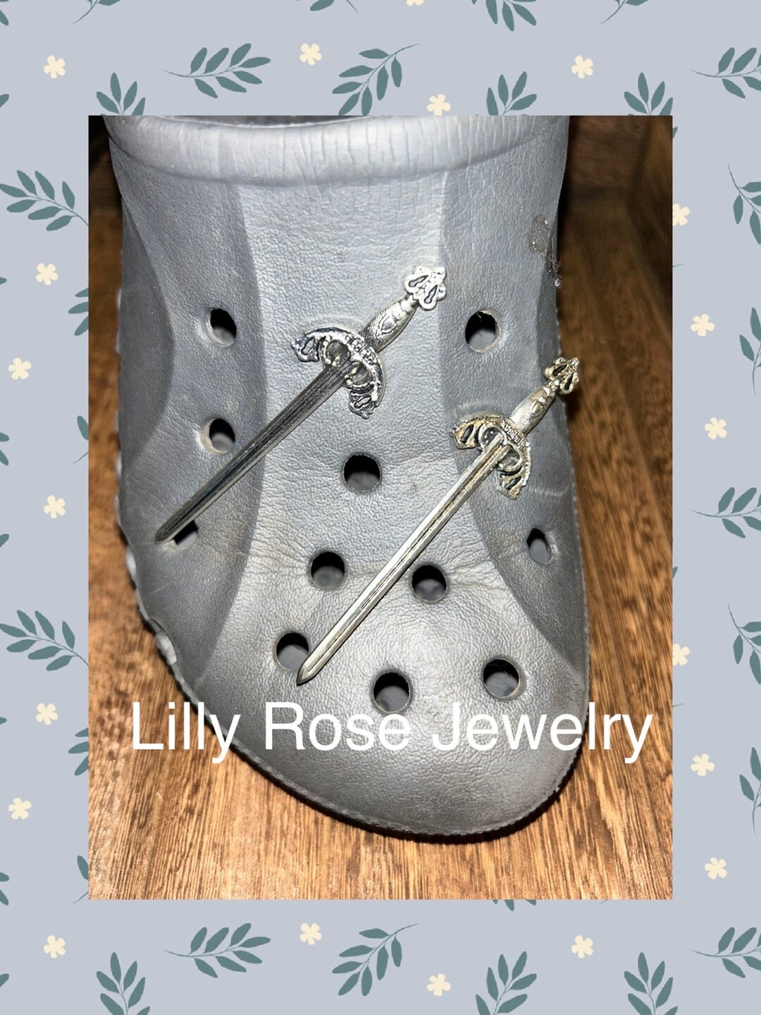ONE Silver Long Sword Shoe Charm Croc Charm Rubber Clog Charm Shoe ...