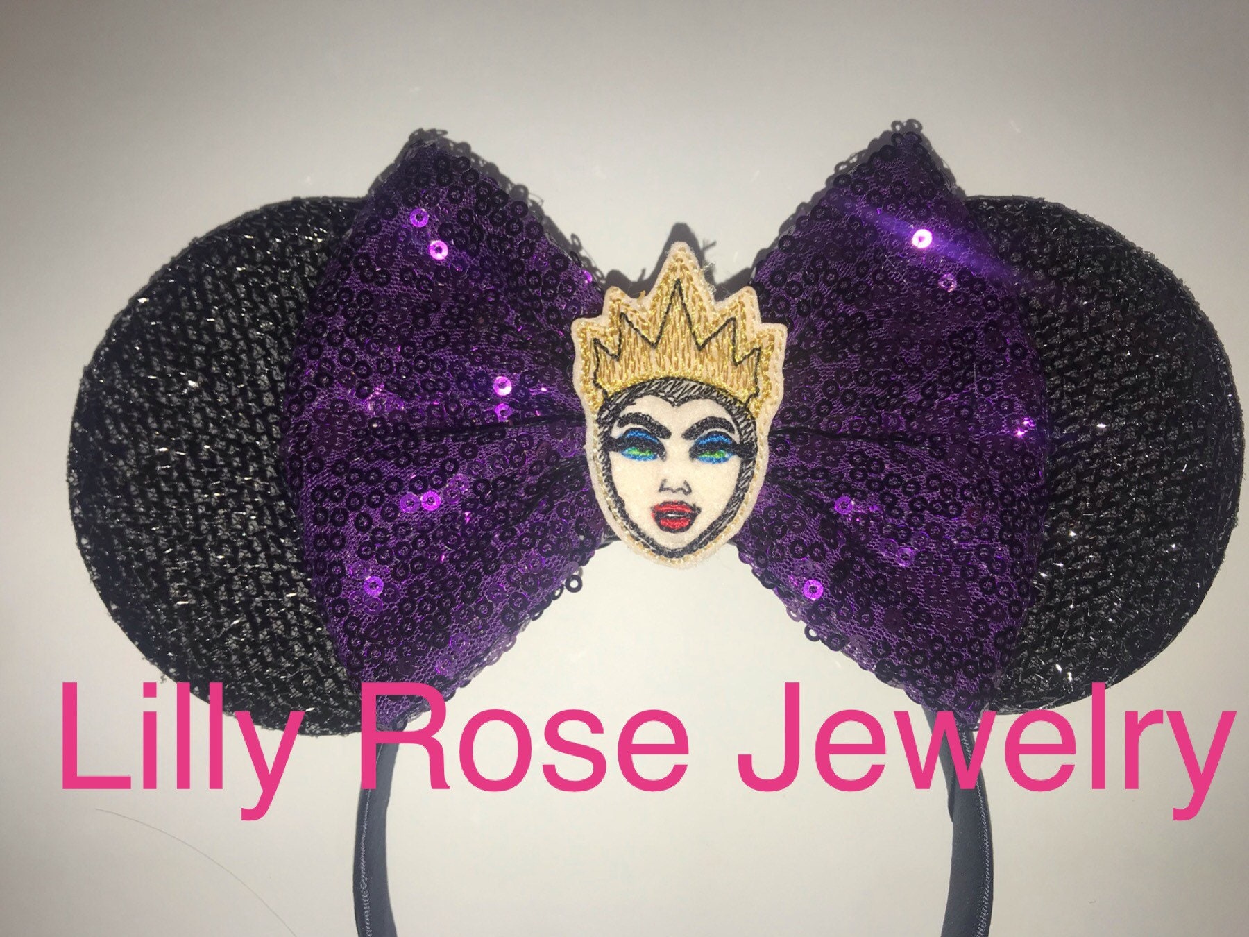 Sparkly Black Evil Queen Minnie Mouse Ears Inspired Headband Purple ...