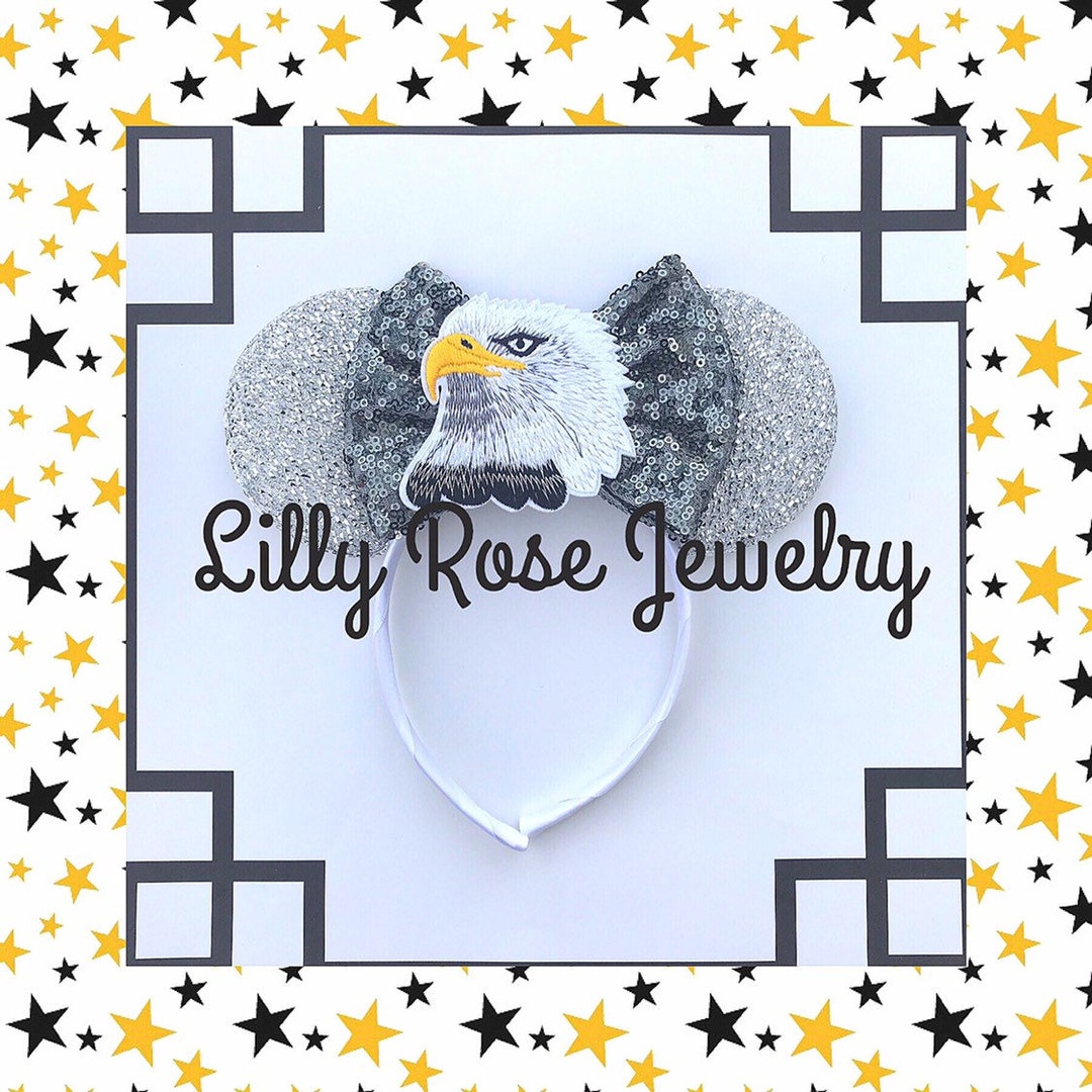 Sparkly Black Bald Eagle Minnie Mouse Ears Inspired With Gold or Gray ...
