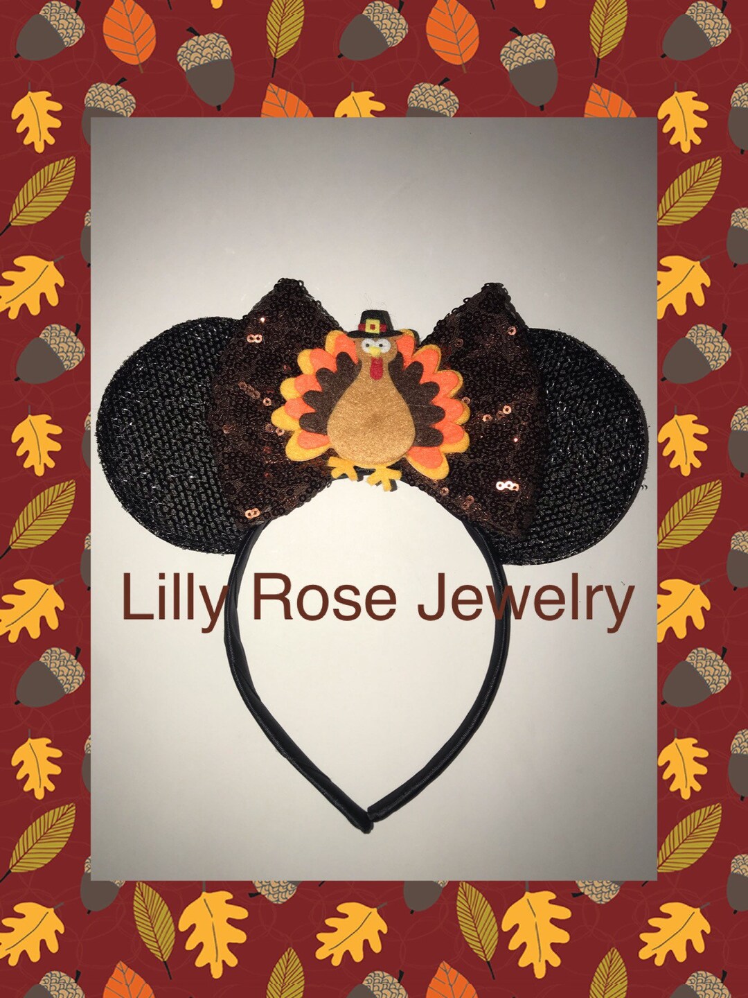 Mickey Mouse Ears Sparkly Thanksgiving Turkey Pilgrim Minnie Mouse Ears ...