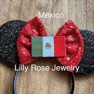 Epcot Around the World Flags Minnie Mouse Ears Inspired Headband Mexico ...