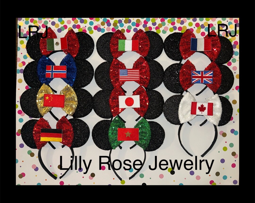 Epcot Around the World Flags Minnie Mouse Ears Inspired Headband Mexico ...